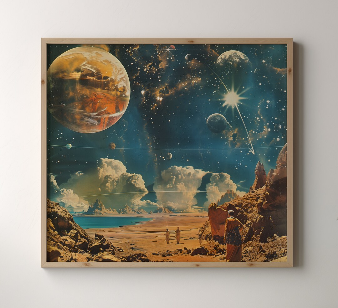 Printable Retro Cosmic Journey Digital Art Download, Printable Cosmos ...
