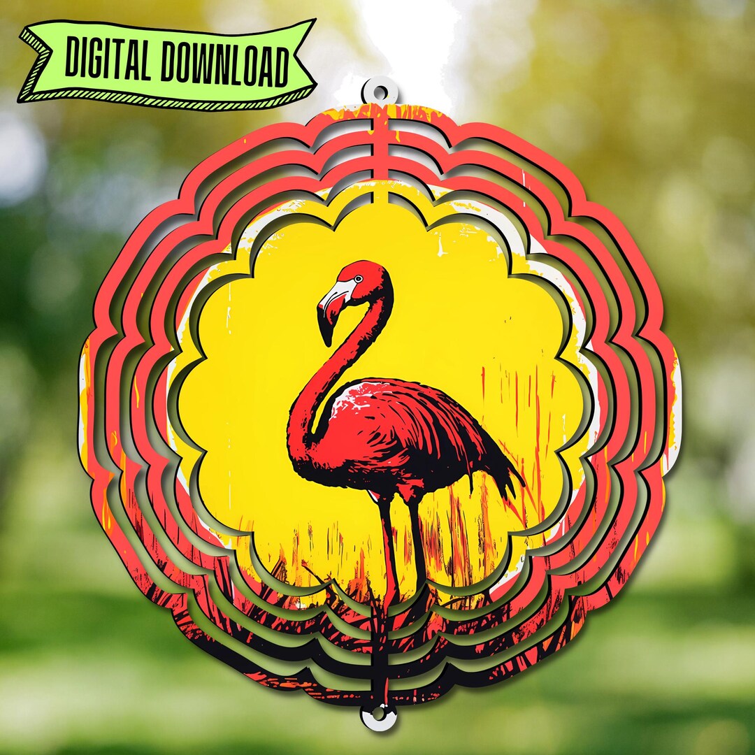 Flamingo Wind Spinner PNG, Wind Spinner Sublimation Design, Flamingo ...