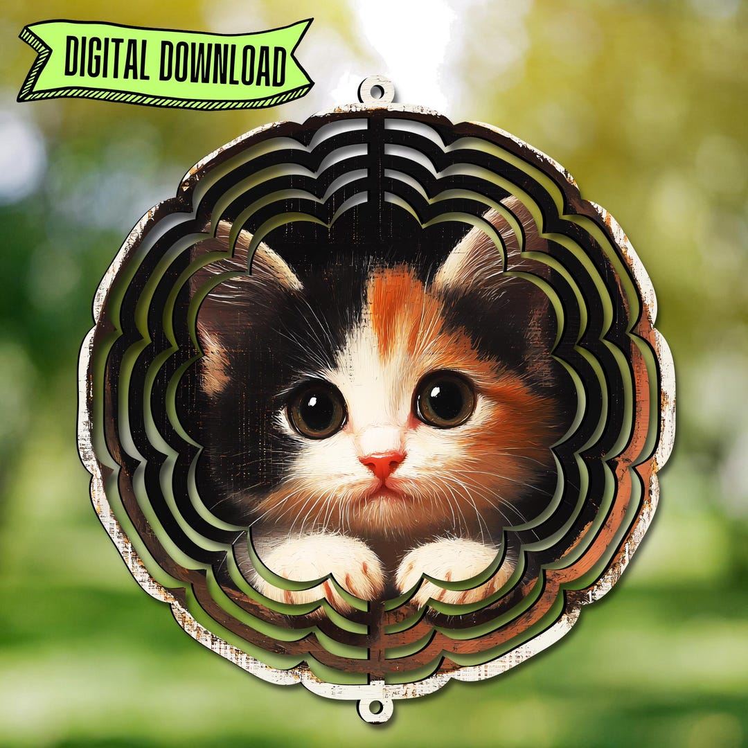 Calico Cat Wind Spinner PNG, Wind Spinner Sublimation Design, Cat PNG ...