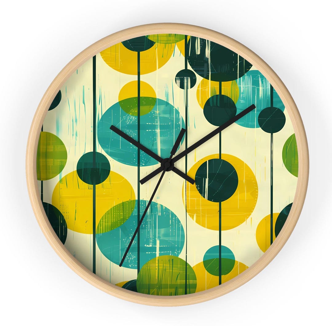 Mid-century Modern Pattern Wall Clock Retro Geometric Design - Etsy