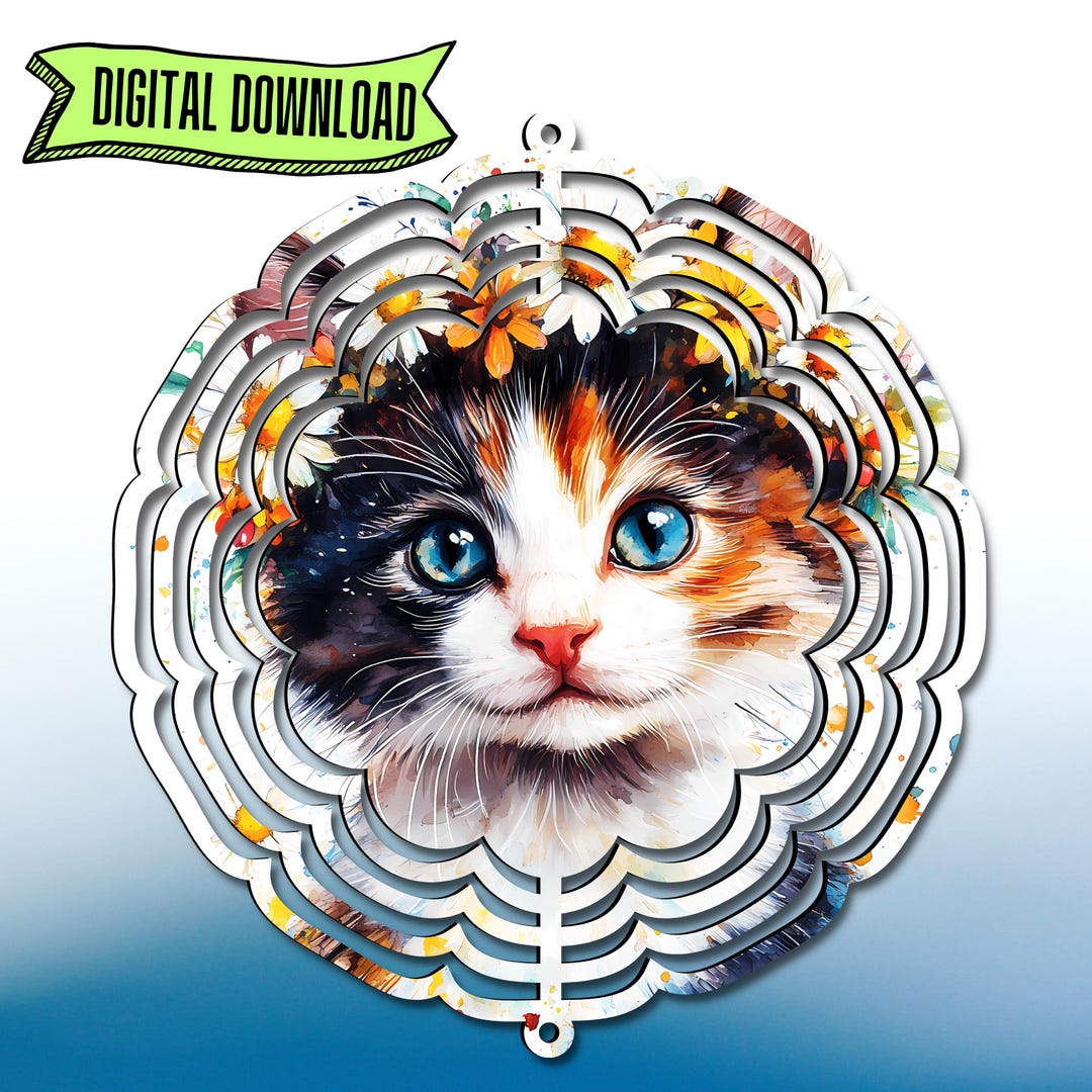Cat Wind Spinner PNG, Sublimation Design, Instant Download, Cat ...