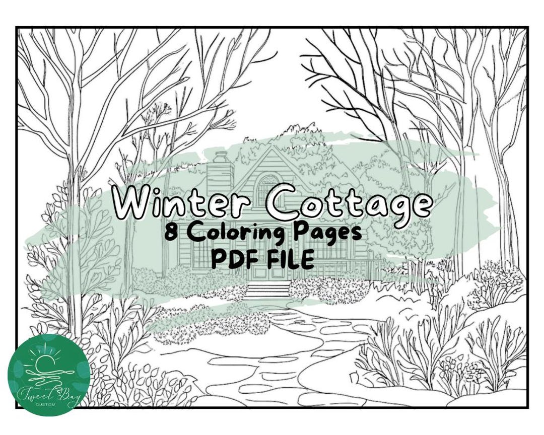 Winter Coloring Sheet, Coloring Page Winter, Winter Cottage Coloring ...