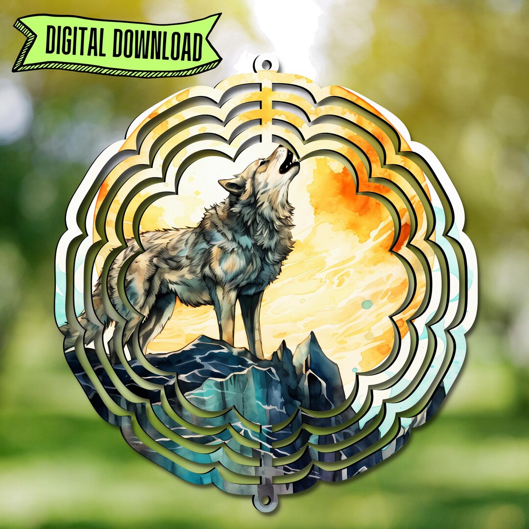 Howling Wolf Wind Spinner Sublimation Design (PNG Digital Download) - Etsy