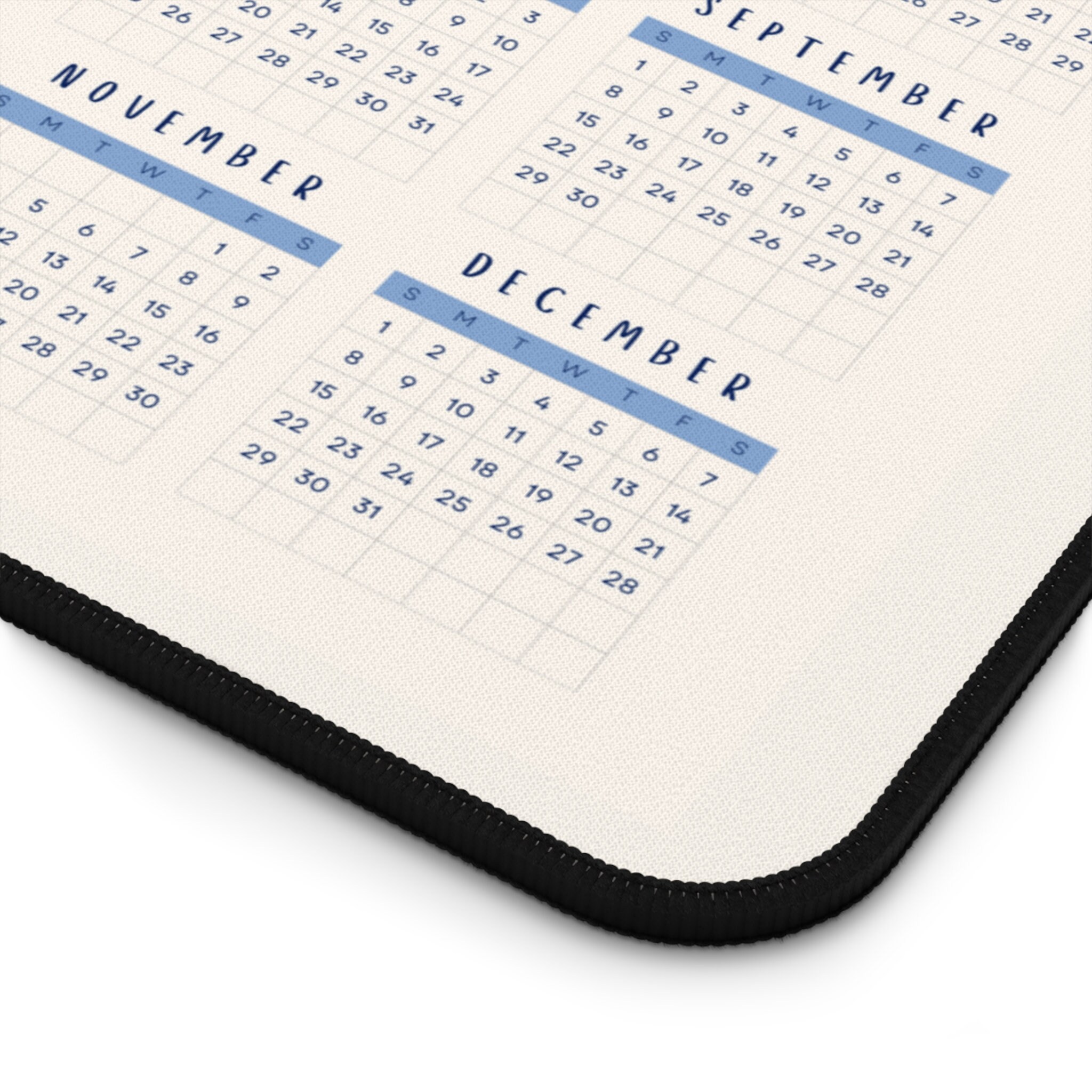 2024 Calendar Desk Mat, Blue Floral Calendar Desk Mat, Floral Desk ...