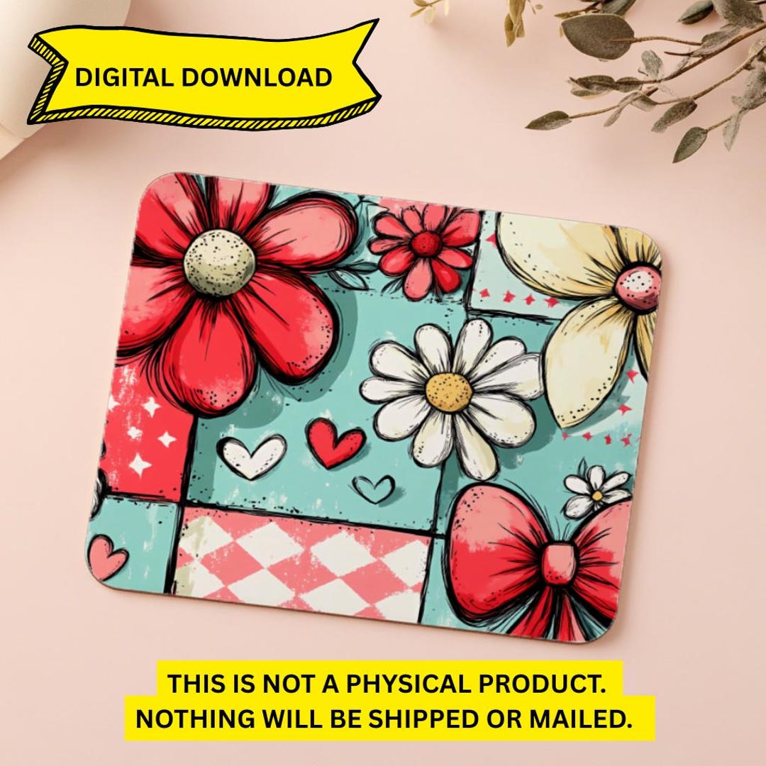 Cute Mouse Pad PNG, Mouse Pad Sublimation PNG, Daisies and Bows ...