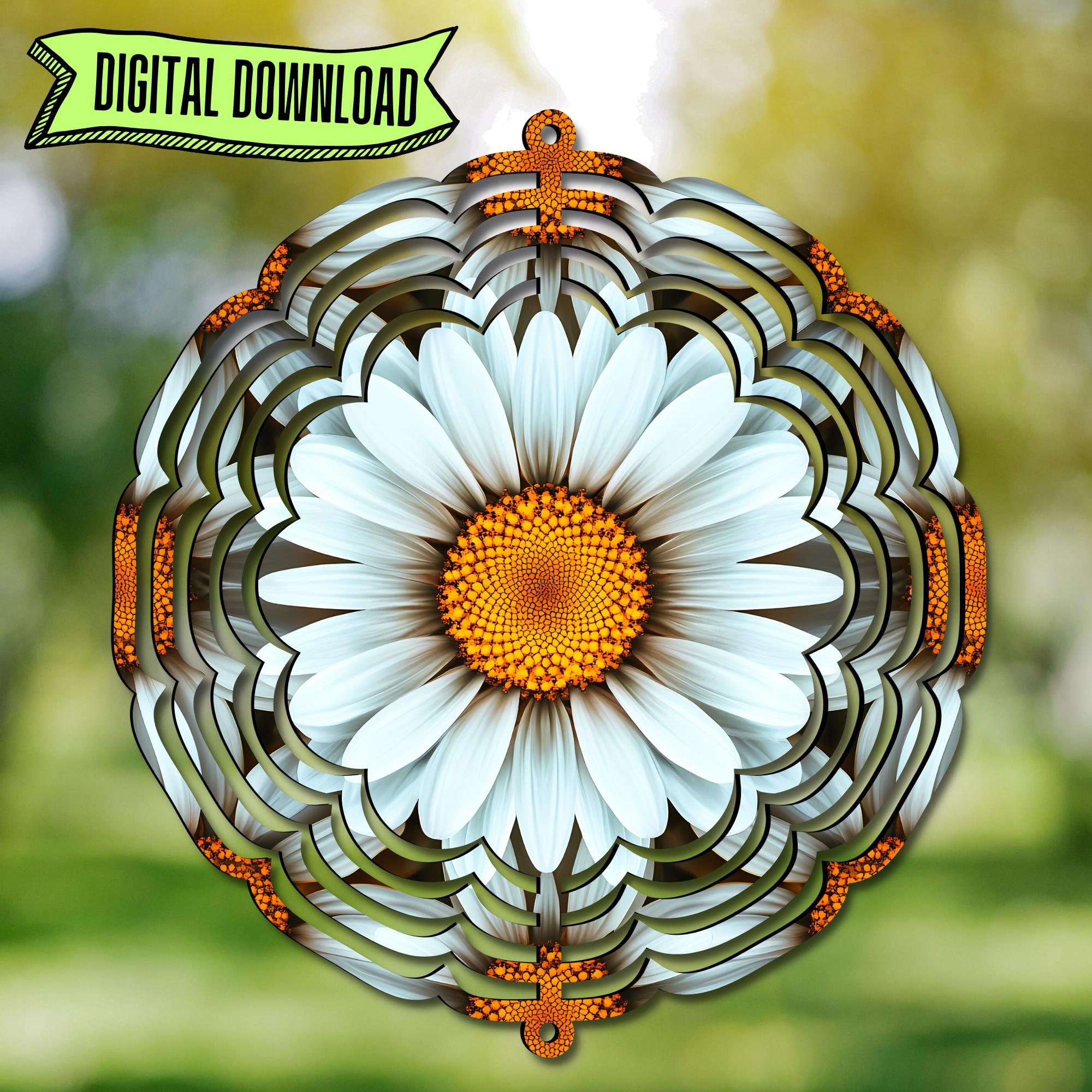 Daisy Wind Spinner PNG, Floral Wind Spinner Sublimation Design 10 Inch ...