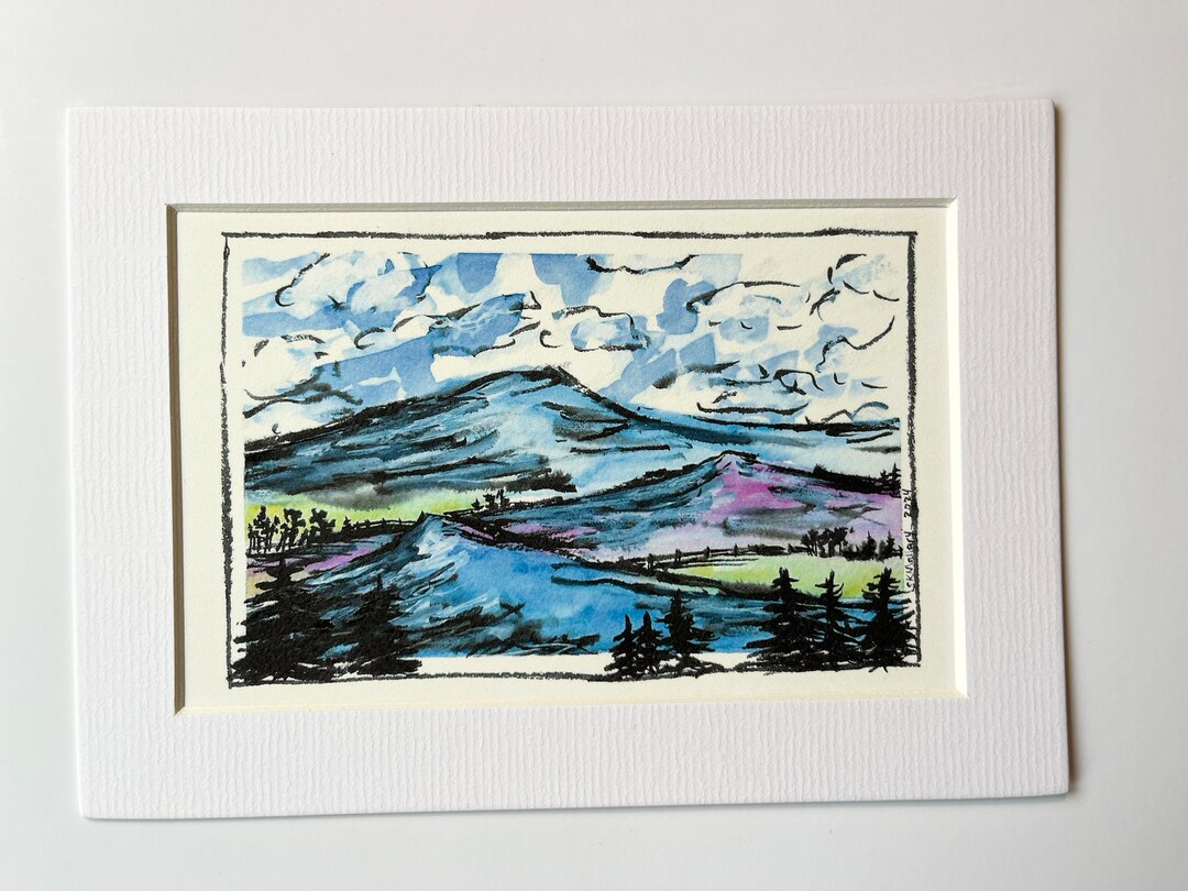Blue Ridge Cartoon Watercolor Print Matted to 5x7 - Etsy