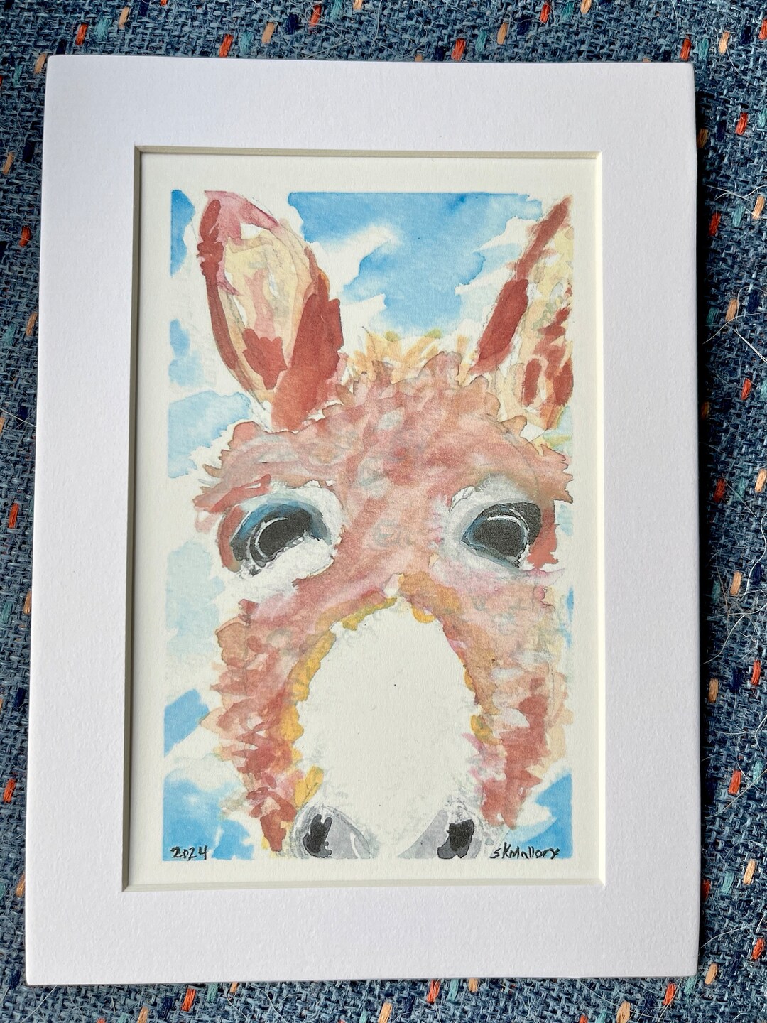 Hello, Donkey! Watercolor Print Matted to 5x7 - Etsy