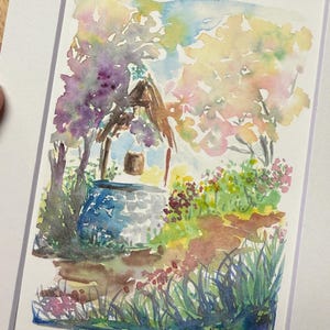 Well of Whimsy Watercolor Print Matted to 5x7 - Etsy