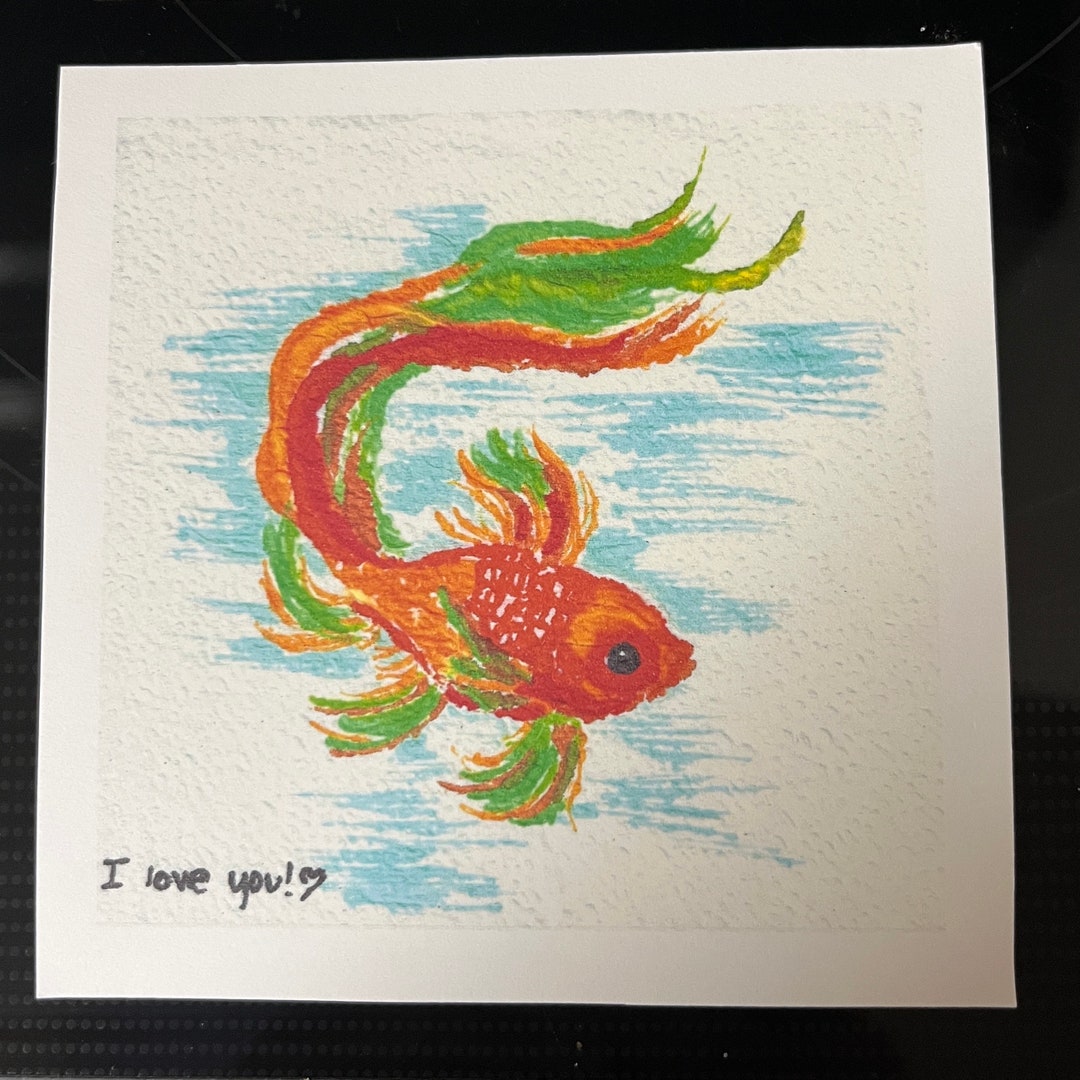 Goldfish Napkin Art 4x4 Inch Print - Etsy