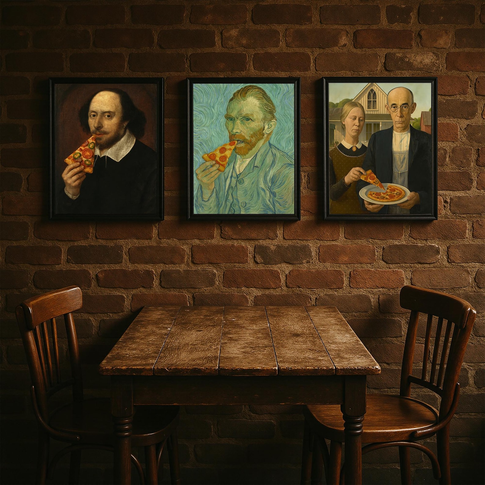Famous Paintings Eating Pizza, Restaurant Wall Art Bundle - Printable ...