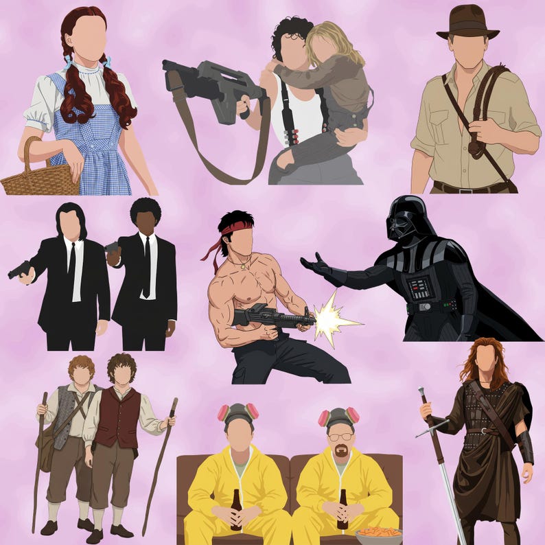 Iconic Movie Characters Bundle - Minimalist Movie Icons PNG Designs ...