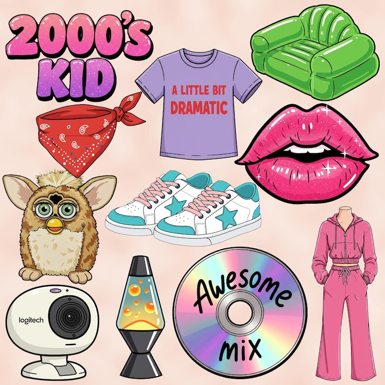 Y2K Aesthetic PNG Bundle, 2000s Clipart, Retro Sublimation Designs, Y2K ...
