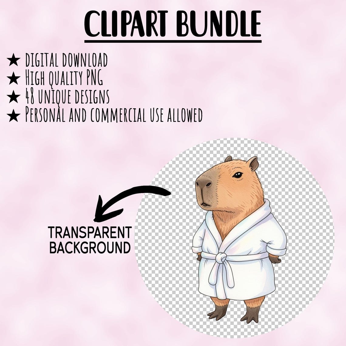 Chill Capybara PNG Clipart Bundle: 48 Self-care Designs (digital ...