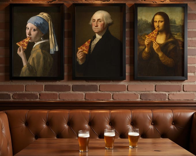 Famous Paintings Eating Pizza, Restaurant Wall Art Bundle - Printable ...