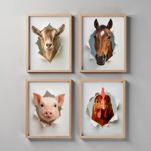 Wildlife Portrait Posters, Animals Wall Art Bundle - Printable Wildlife ...