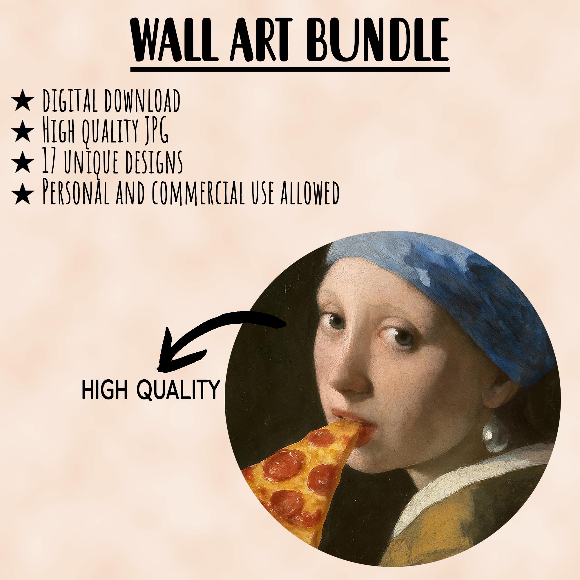 Famous Paintings Eating Pizza, Restaurant Wall Art Bundle - Printable ...