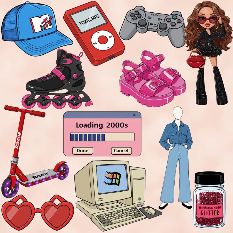 Y2K Aesthetic PNG Bundle, 2000s Clipart, Retro Sublimation Designs, Y2K ...
