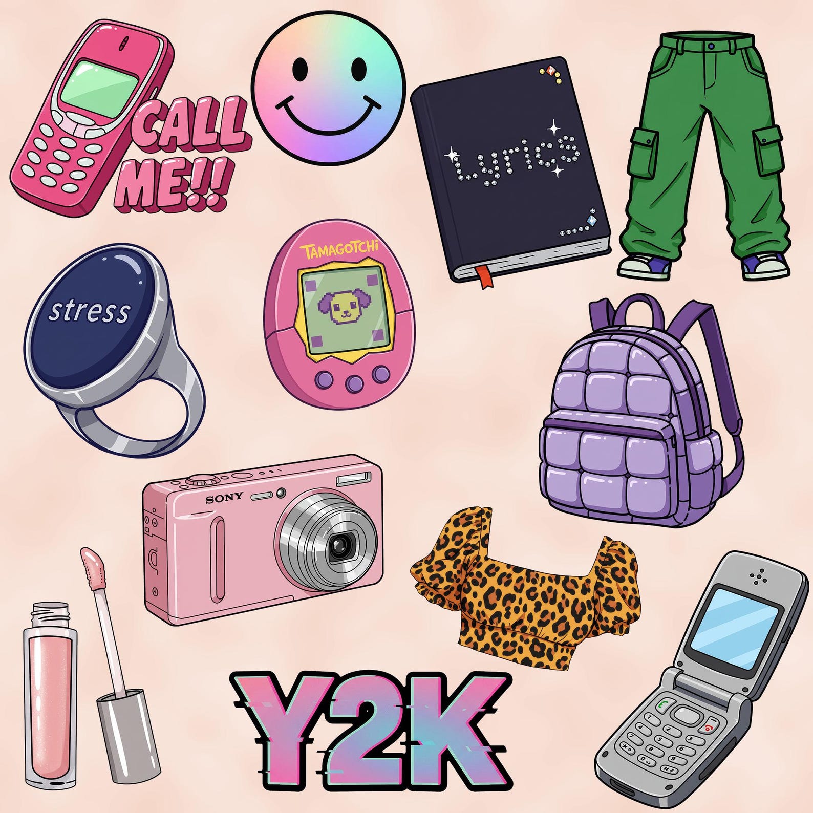 Y2K Aesthetic PNG Bundle, 2000s Clipart, Retro Sublimation Designs, Y2K ...