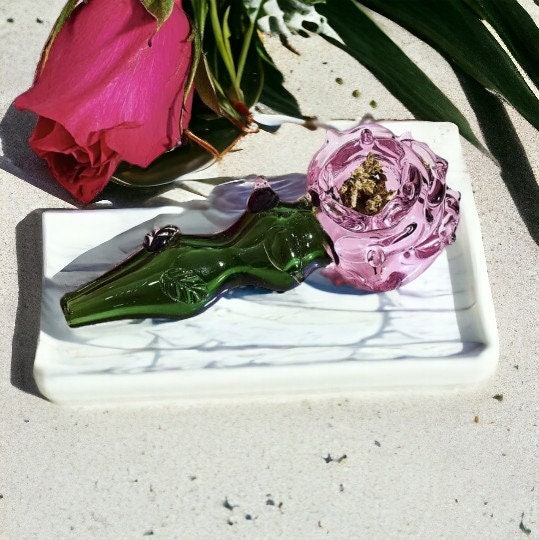 Glass Pipe Rose Pink Cute Smoking Accessories Girly Gift for Her - Etsy