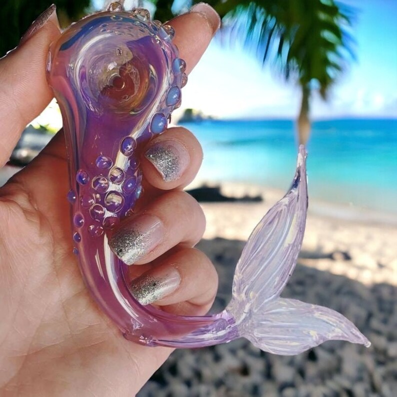 Mermaid Glass Pipe Girly Smoking Accessories Cute Gift for Her - Etsy