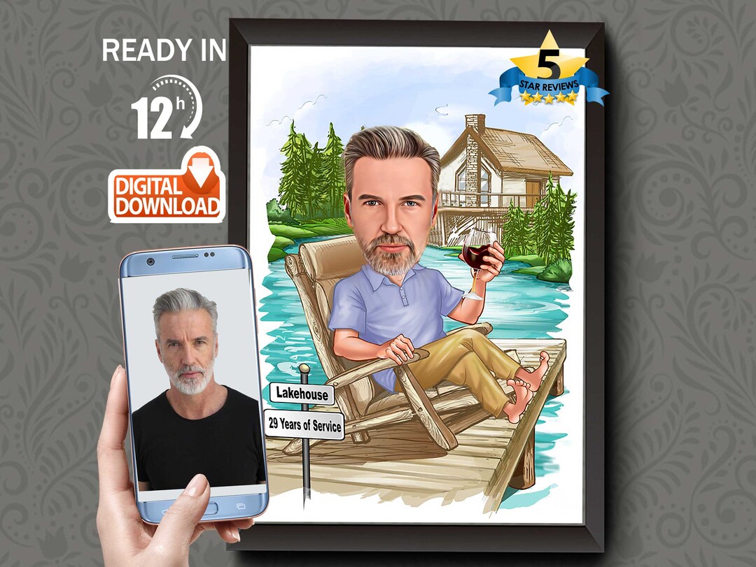 Personalisierte Ruhestand Cartoon Portrait, benutzerdefinierte ...