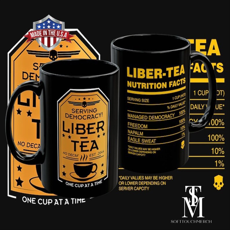 Liber-tea Helldivers 2 Mug, Helldivers Taste Democracy, Black Mug 11 Oz ...