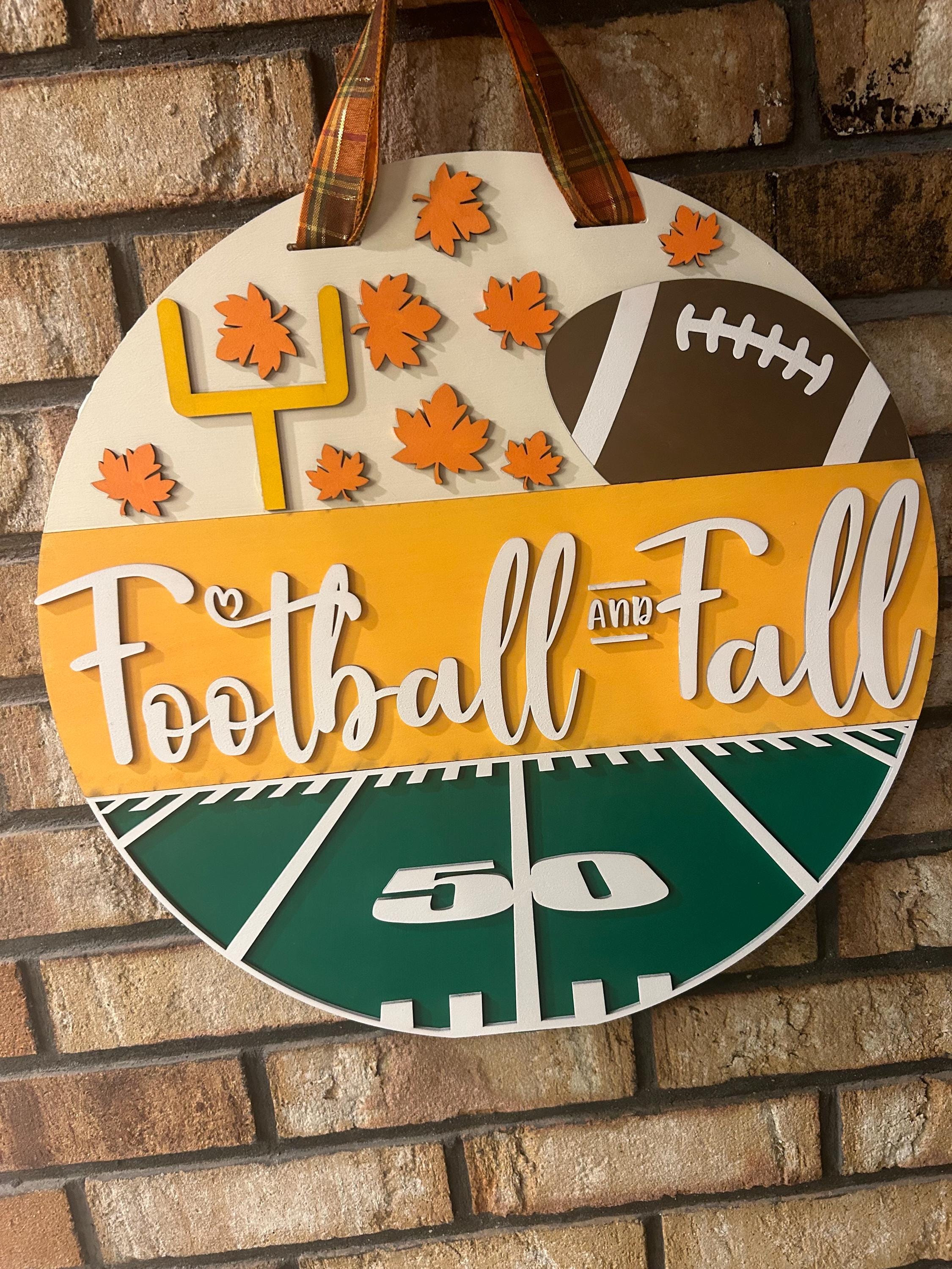 Fall and Football Door Hanger, 3D Door Hanger, Wooden Door Hanger, Door ...
