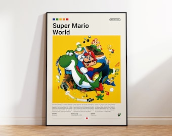 Super Mario World Poster, Mario Poster, Video Game Poster, Minimalist ...