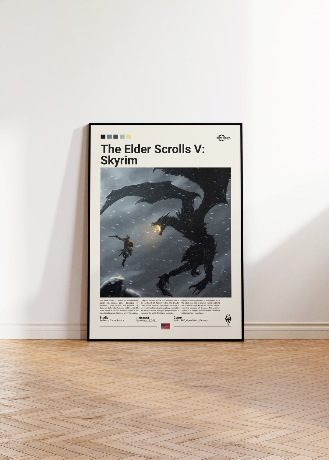 Skyrim Poster, the Elder Scrolls Poster, Video Game Poster, Minimalist ...