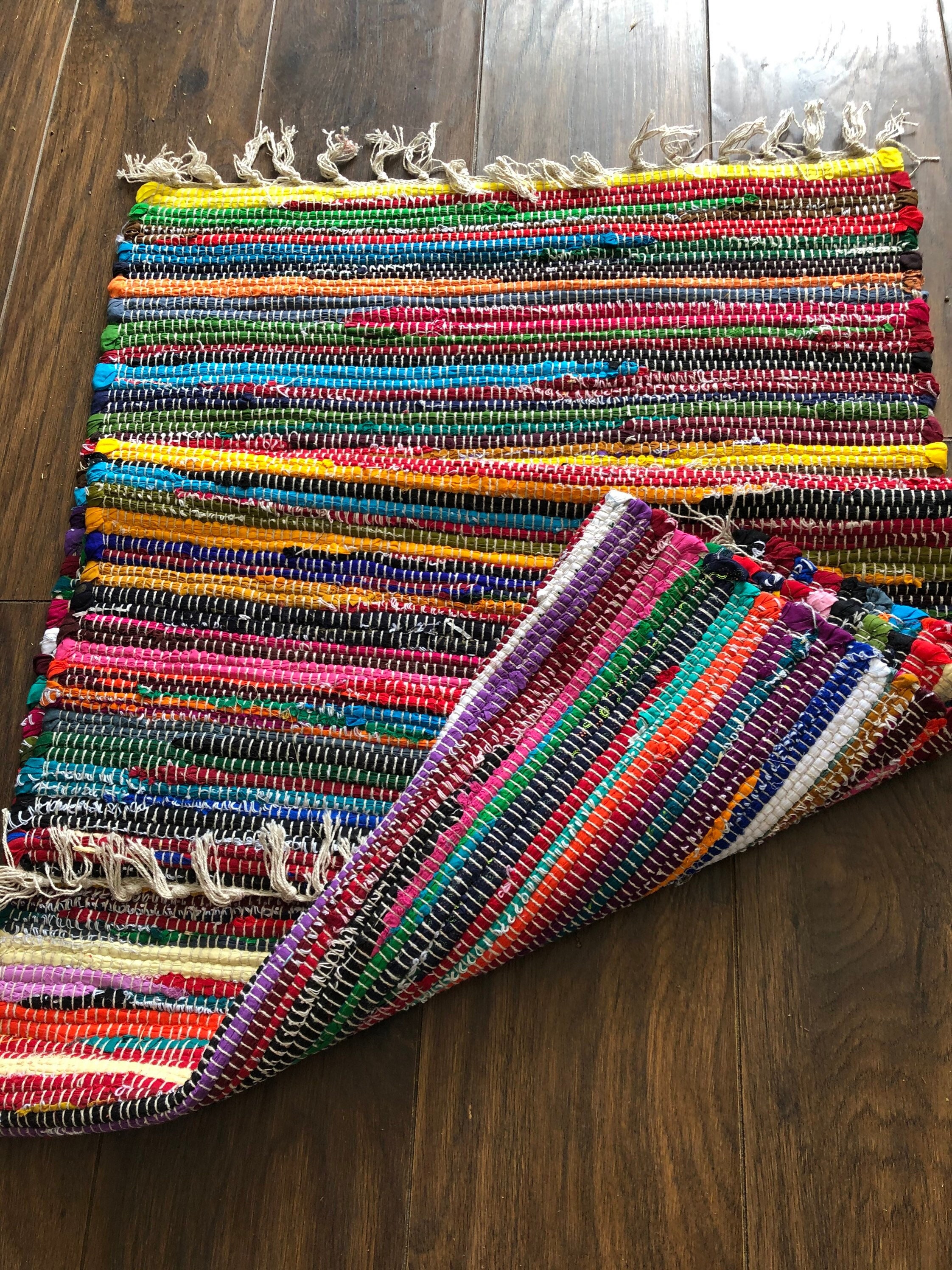 Chindi Rag Rug Runner 60cm X 90cm - Etsy UK