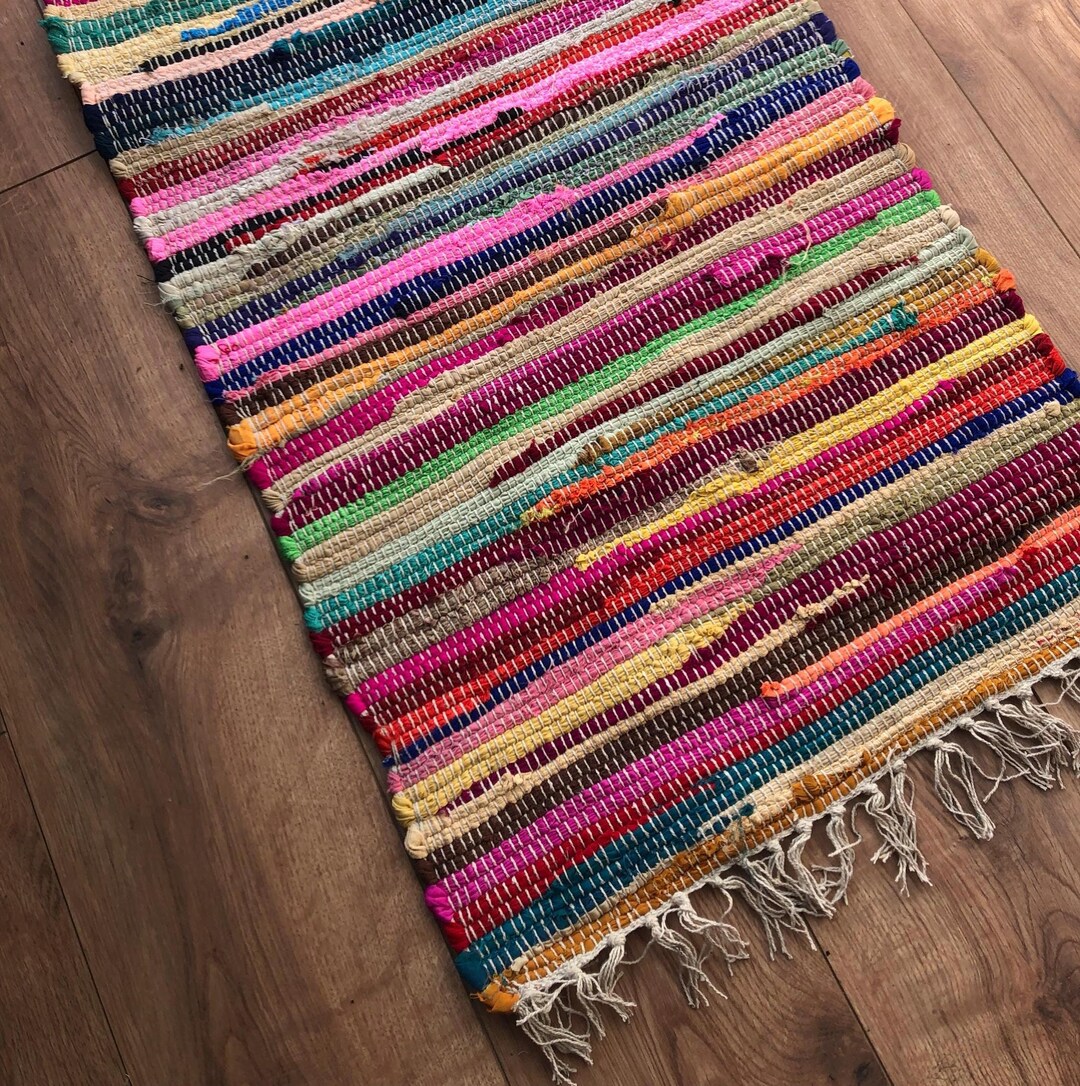 Chindi Rag Rug Runner 60cm X 90cm - Etsy UK