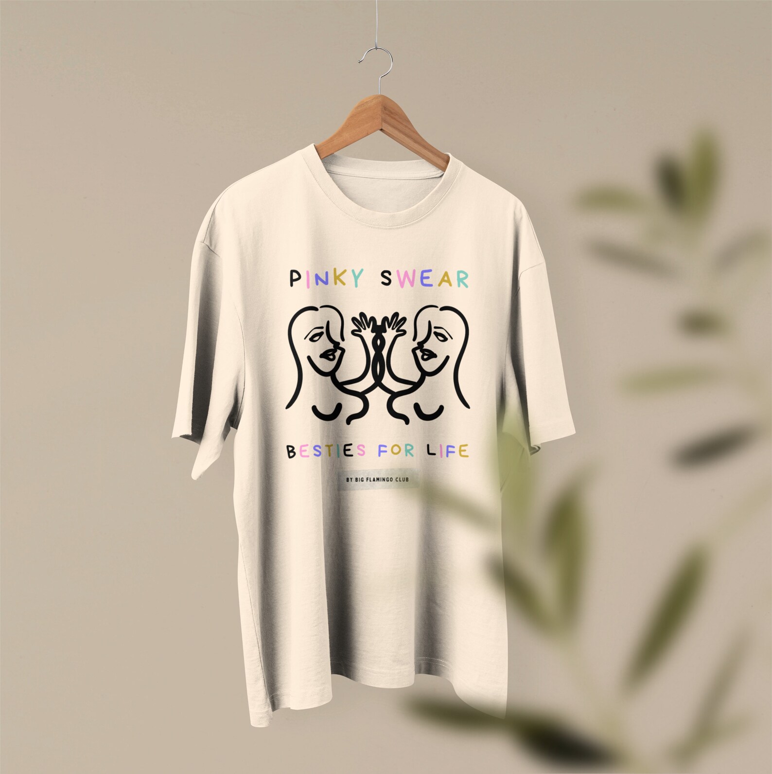 Besties High-five Pinky Swear T-shirt Cute Line Drawing of Two Female ...