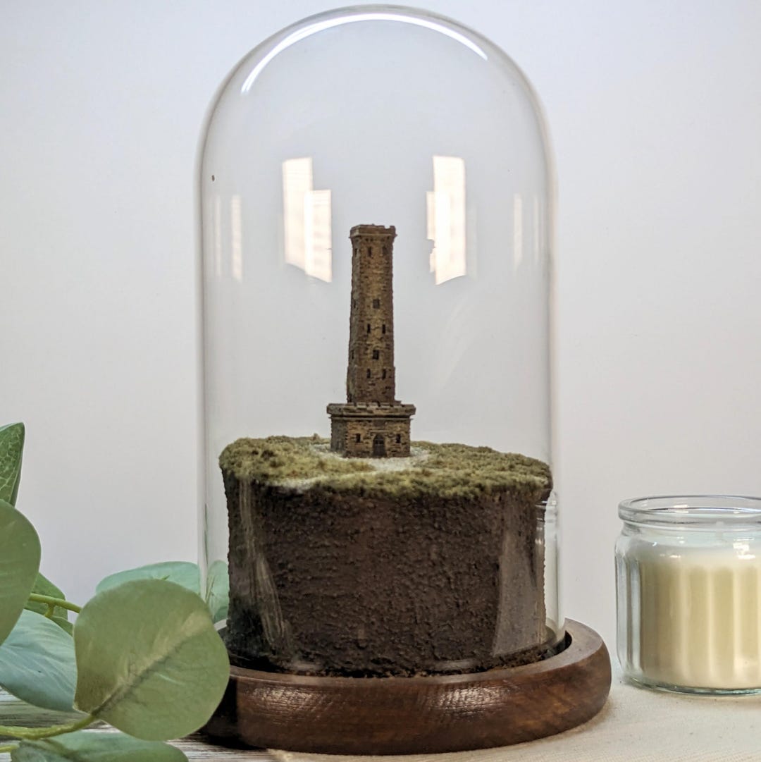 Glass Dome Diorama - Miniature Peel Tower on Wooden Base - Etsy