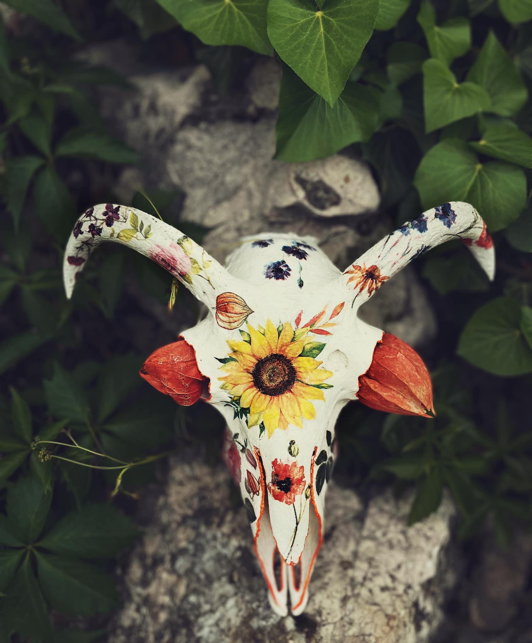 Real Goat Skull With Flowers - Etsy