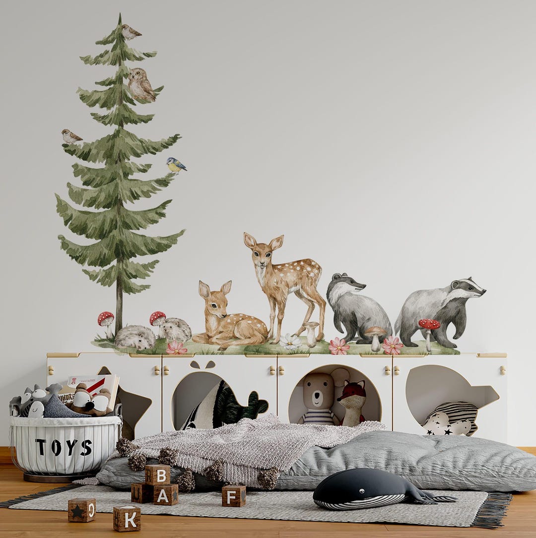 Woodland Wall Decal for Nursery Room | Woodland Animals Wall Decals ...