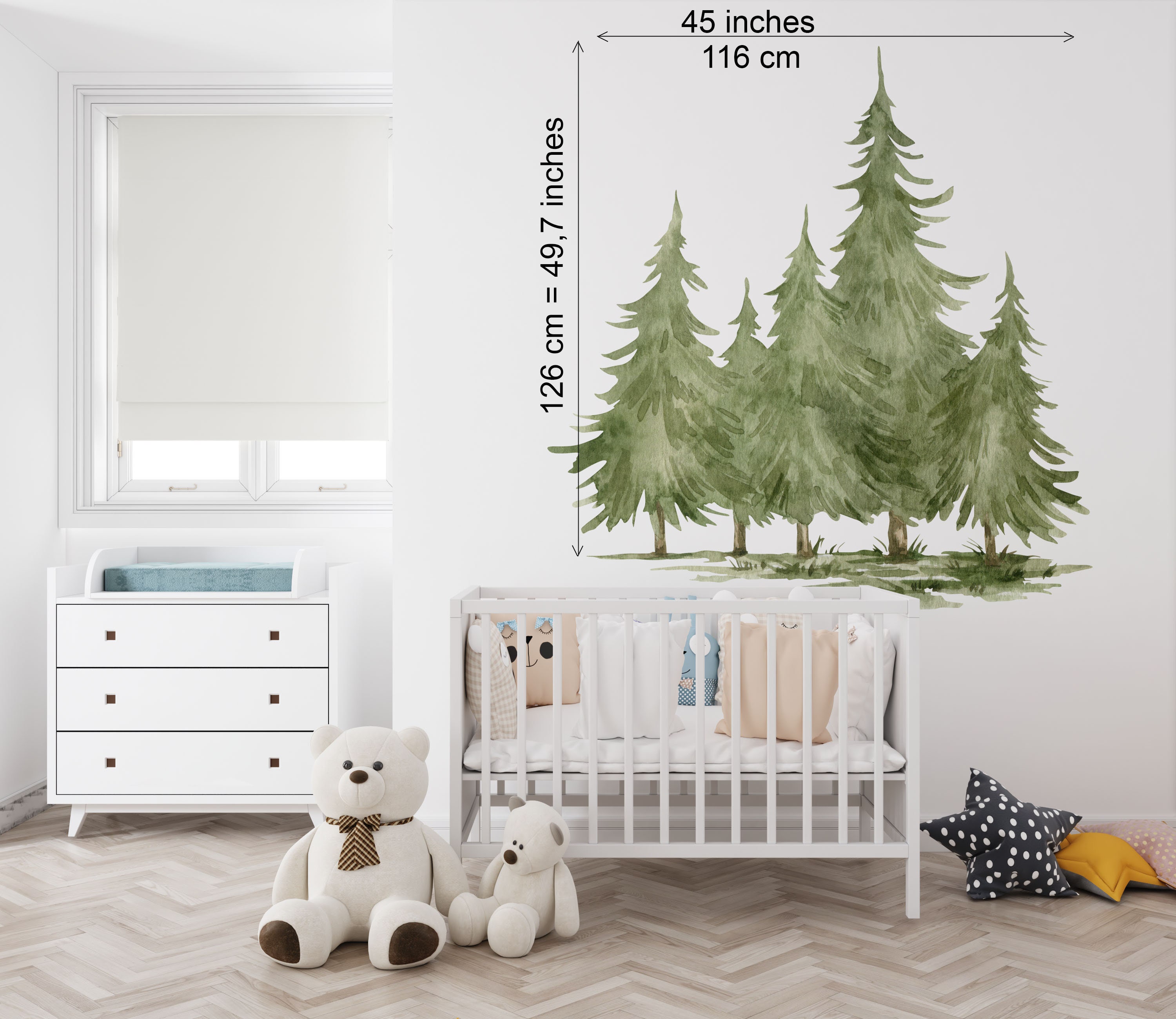 Tree Wall Decal, Forest Wall Decal, Pine Tree Wall Decal, Woodland Wall ...