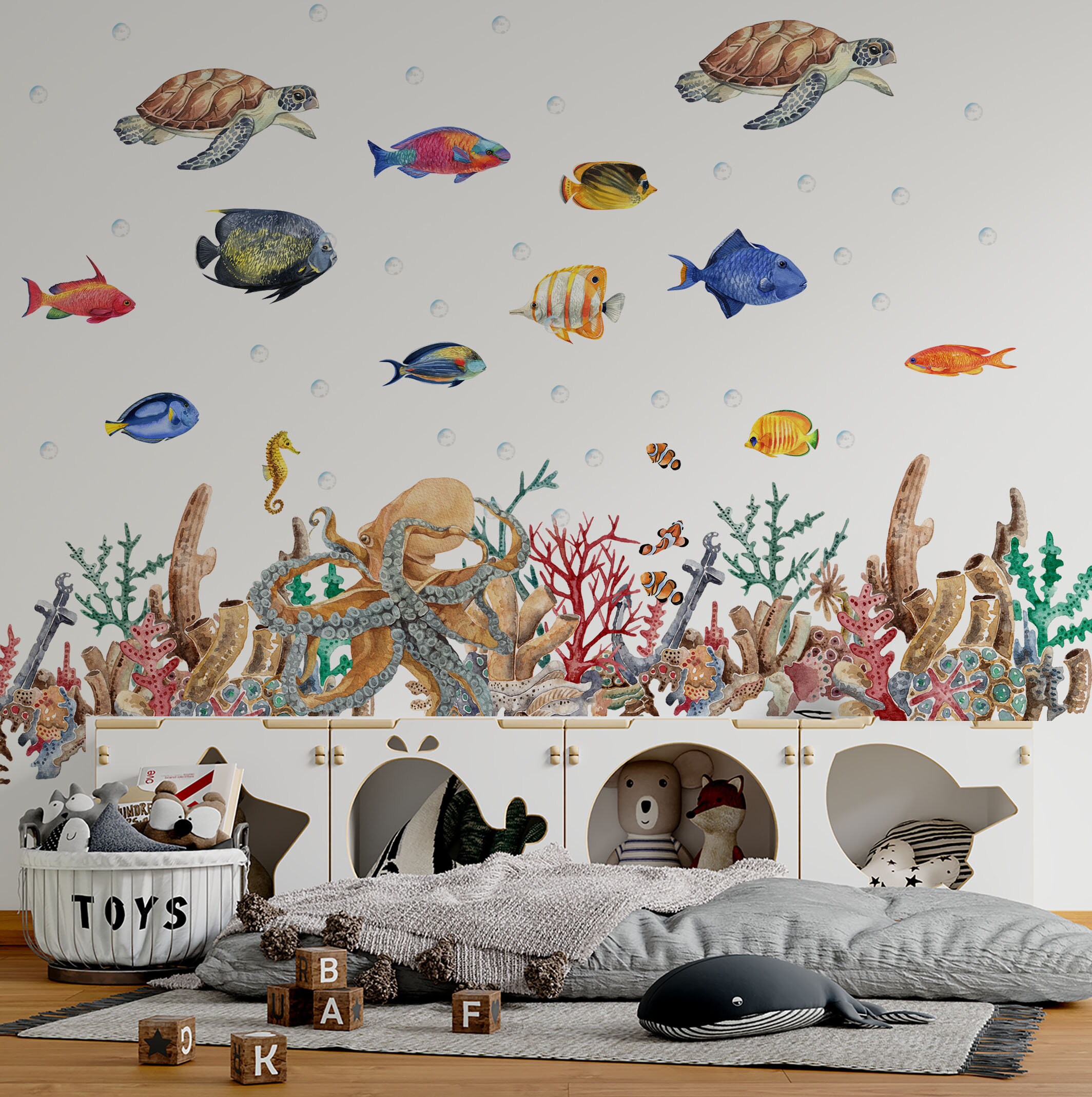 Ocean Wall Decals, Under the Sea Wall Decals, Coral Reef Wall Decal for ...