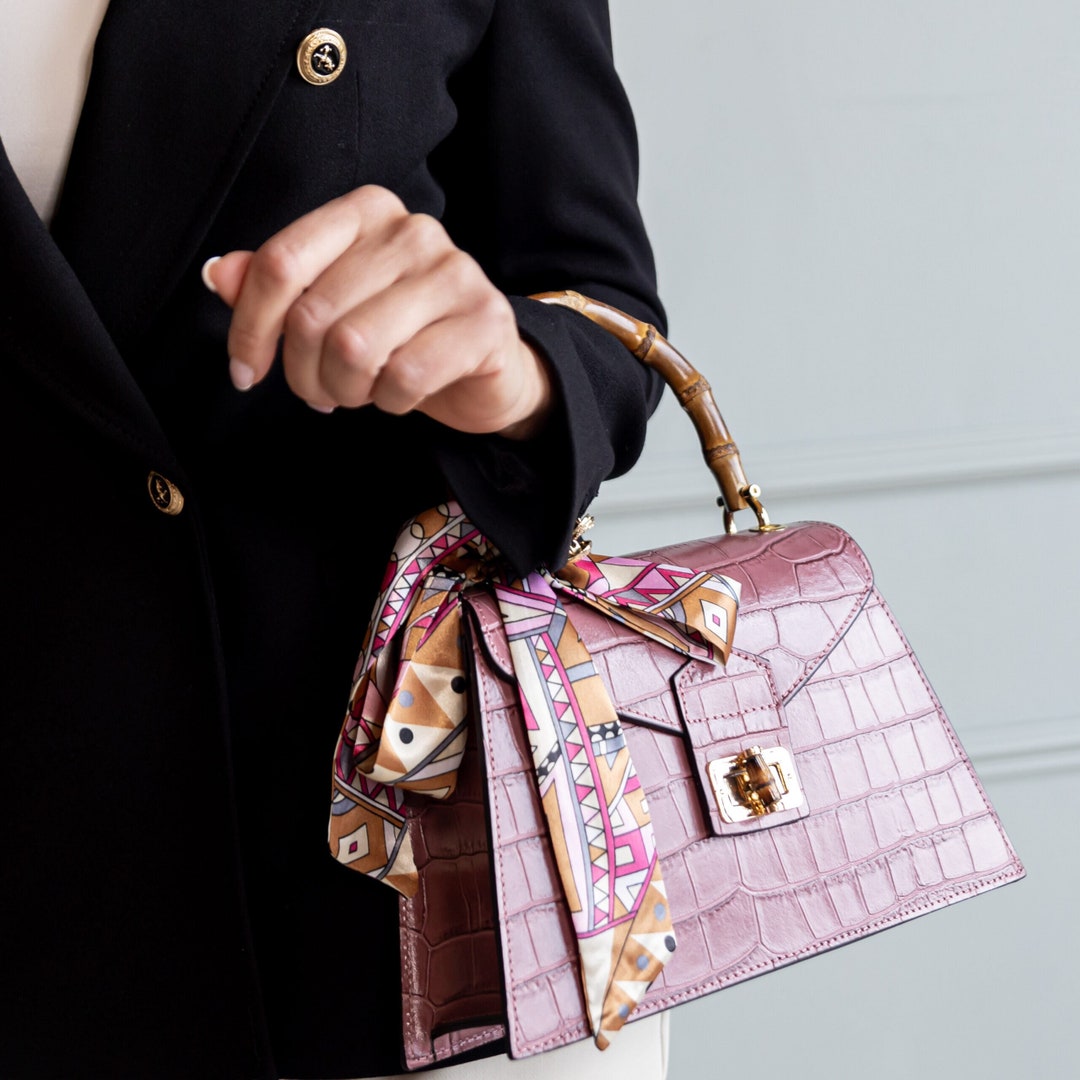 Pink Leather Handbag Aline, Top Handle, Bag for Women, Woman Purse ...