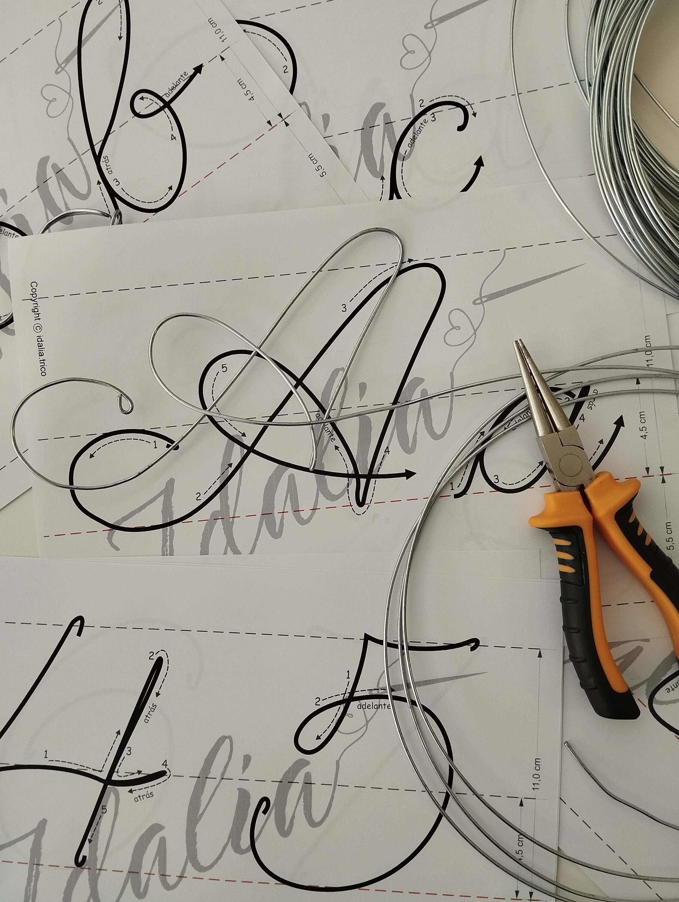 ALPHABET TEMPLATE, Printable, Wire Art Knitting Uppercase Lowercase ...