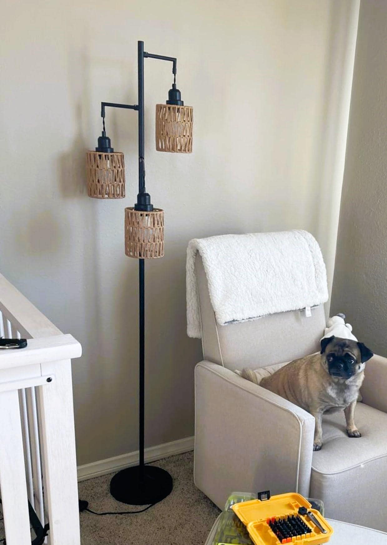 Boho Floor Lamp, 3-light Rattan Floor Lamps, Tall Tree Standing Lamp ...