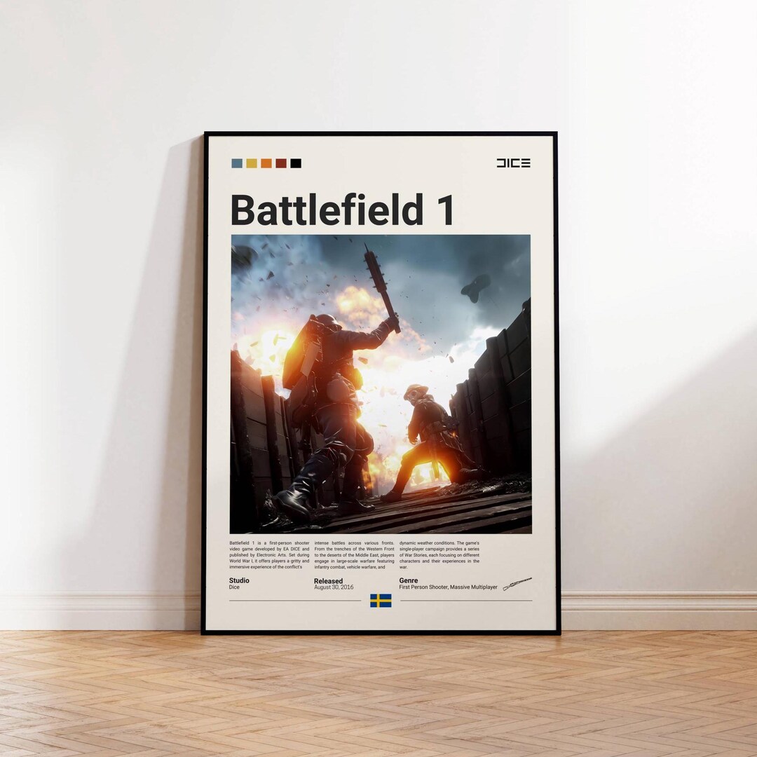 Battlefield 1 Poster, Video Game Poster, Gift for Battlefield Fan ...
