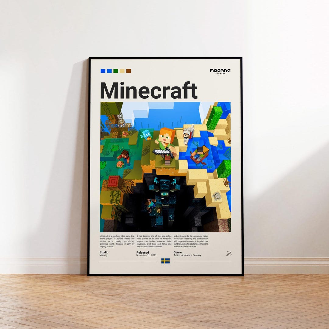 Minecraft Poster, Video Game Poster, Minecraft Fan Gift, Gamer Gift ...