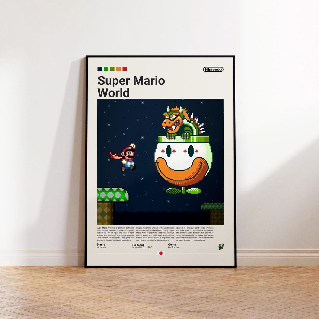 Super Mario World, Poster, Video Game Poster, Super Mario Fan Gift ...