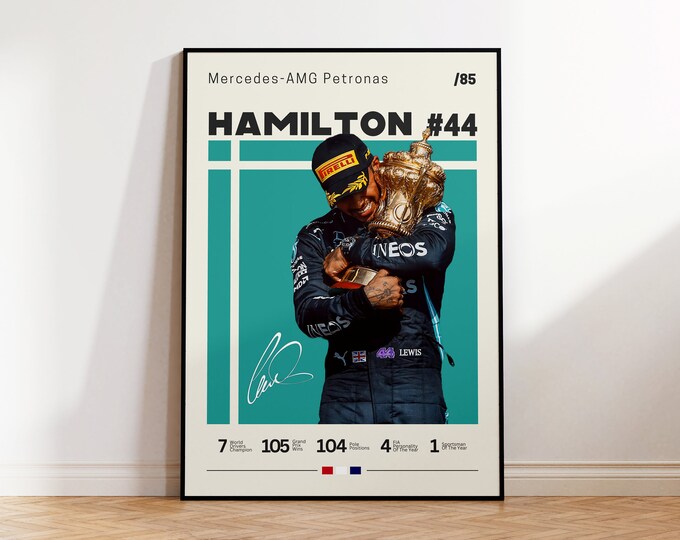 Lewis Hamilton Poster, F1 Racing Poster, F1 Fan Gift, Formular One ...