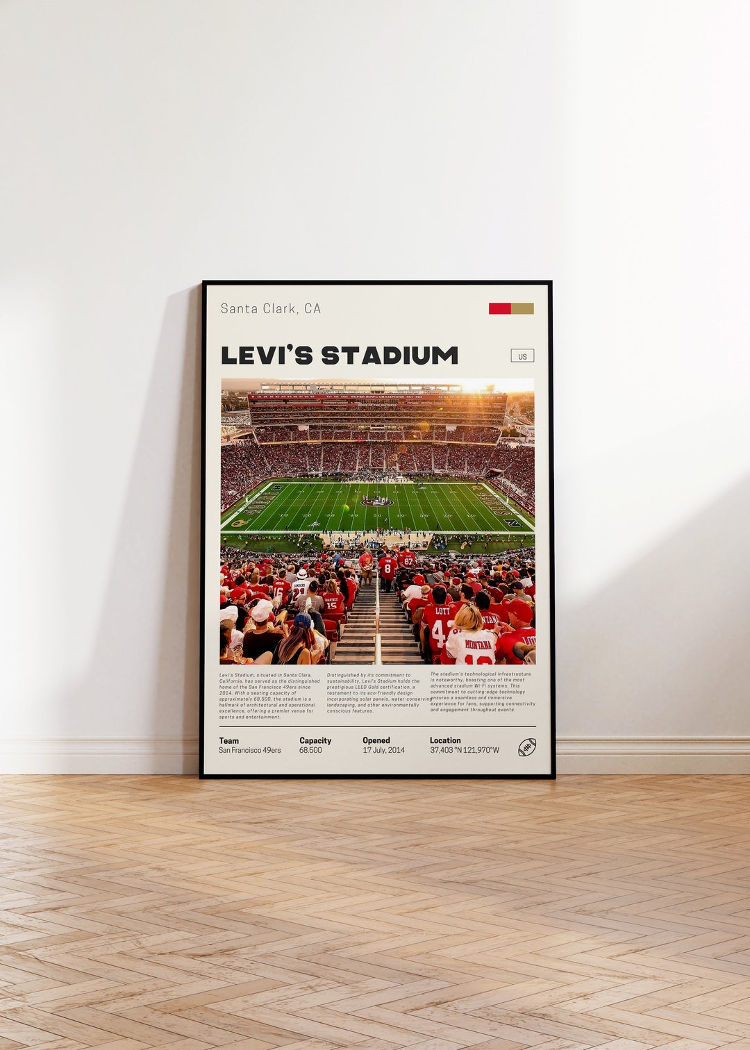 Levi's Stadium Poster, San Francisco 49ers Print, NFL Fans, NFL Stadium ...