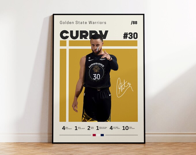 Stephen Curry Poster, Golden State Warriors Poster, Basketball Print ...