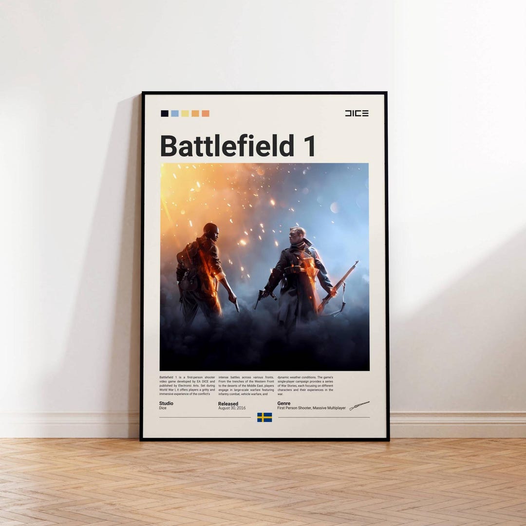Battlefield 1 Poster, Video Game Poster, Gift for Battlefield Fan ...