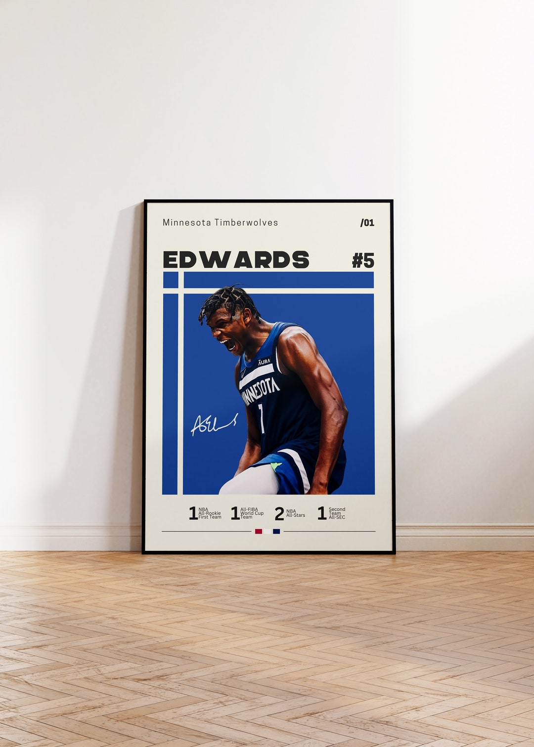Anthony Edwards Poster, Minnesota Timberwolves Poster, Basketball Print ...
