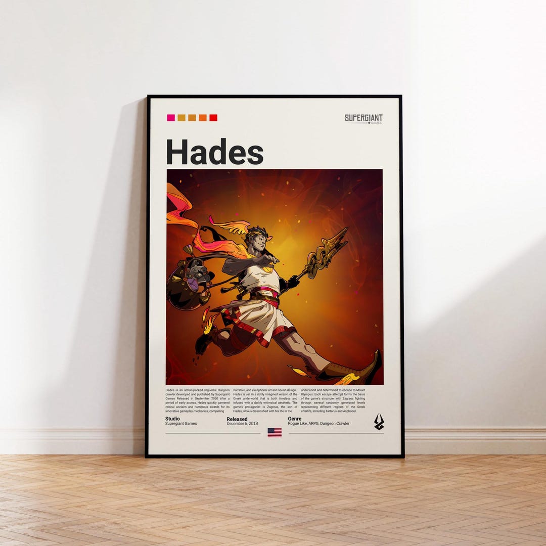 Hades Poster, Video Game Poster, Gift for Hades Fan, Gamer Gift, Video ...